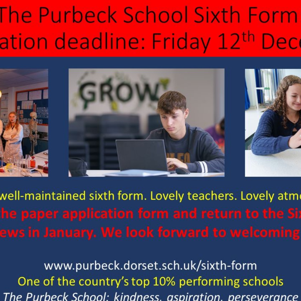 The Purbeck School Sixth Form Application deadline: Friday 12th ...
